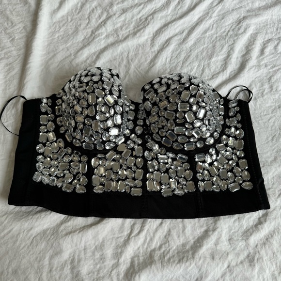 Tops | Womens Rhinestone Bustier Crop Top Sexy Corset Top | Poshmark